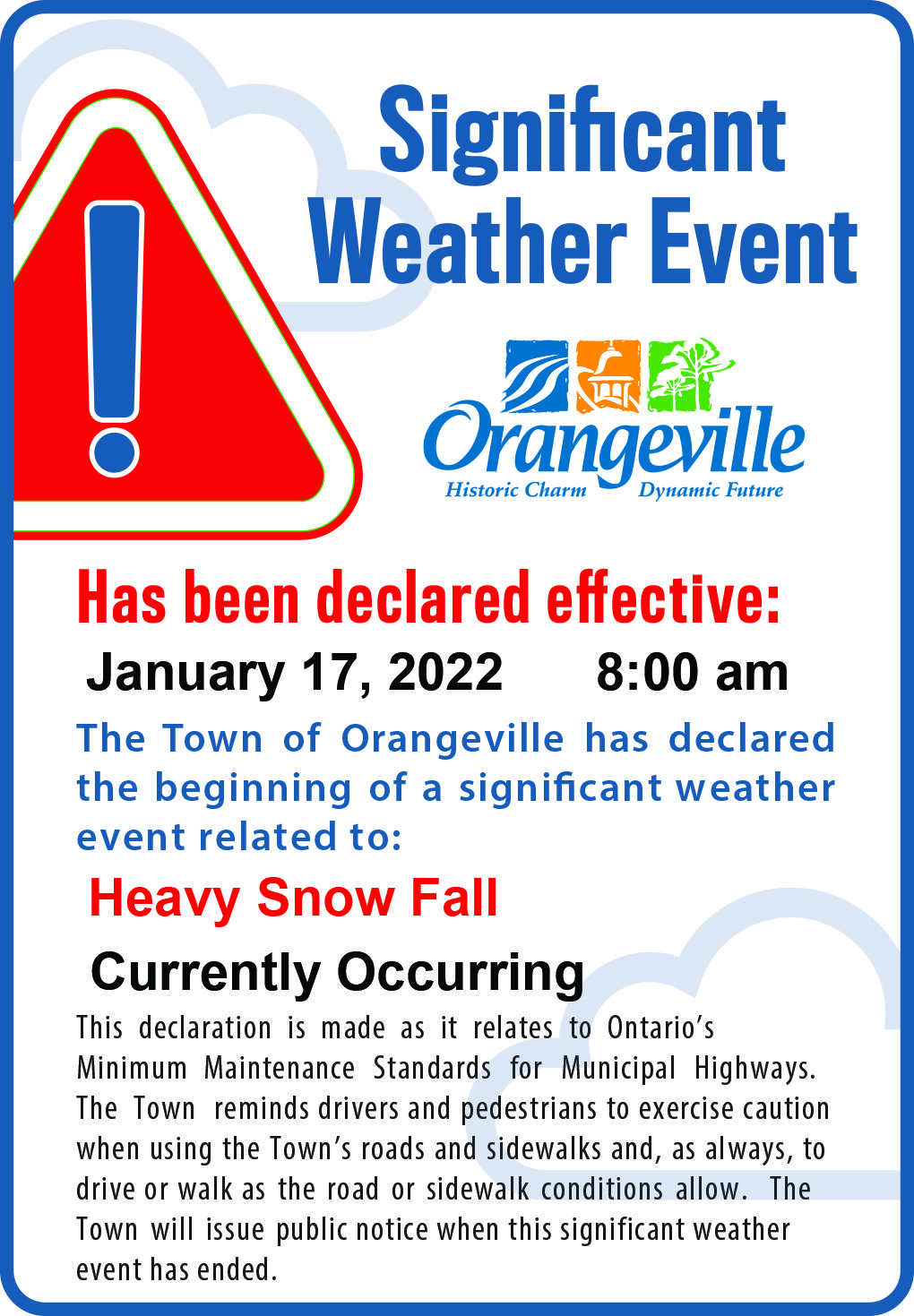 Significant Weather Event - January 17, 2022 - Town of Orangeville